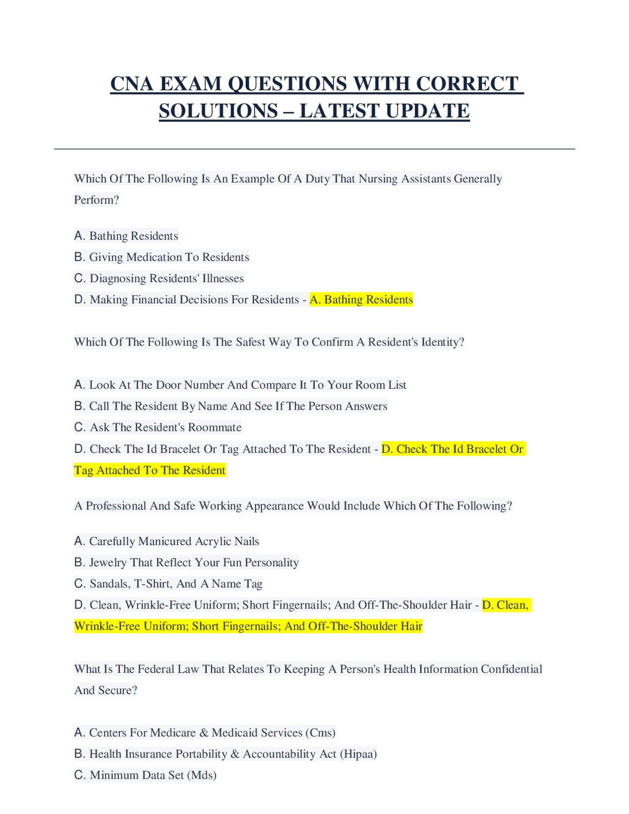 CNA Exam Questions and Answers: A Comprehensive Guide for Nursing ...