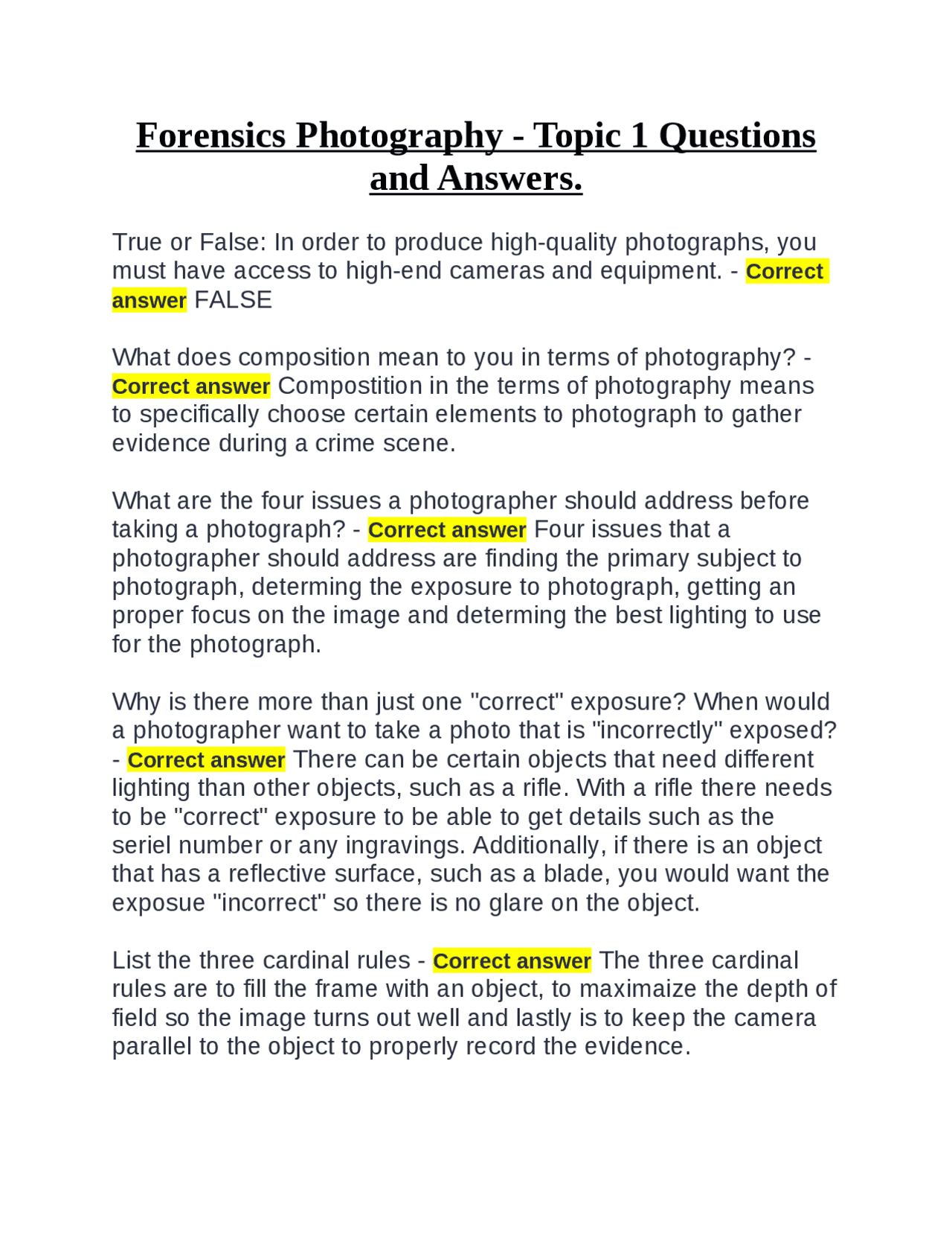 Forensics Photography: Questions and Answers for Beginners | Exams ...