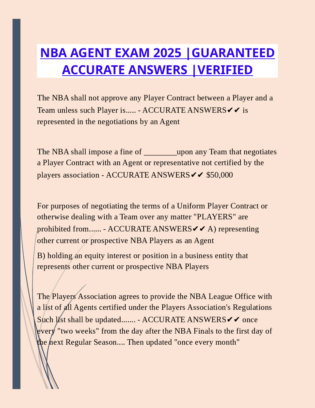 NBA Agent Exam 2025: Comprehensive Guide to NBA Agent Regulations and ...