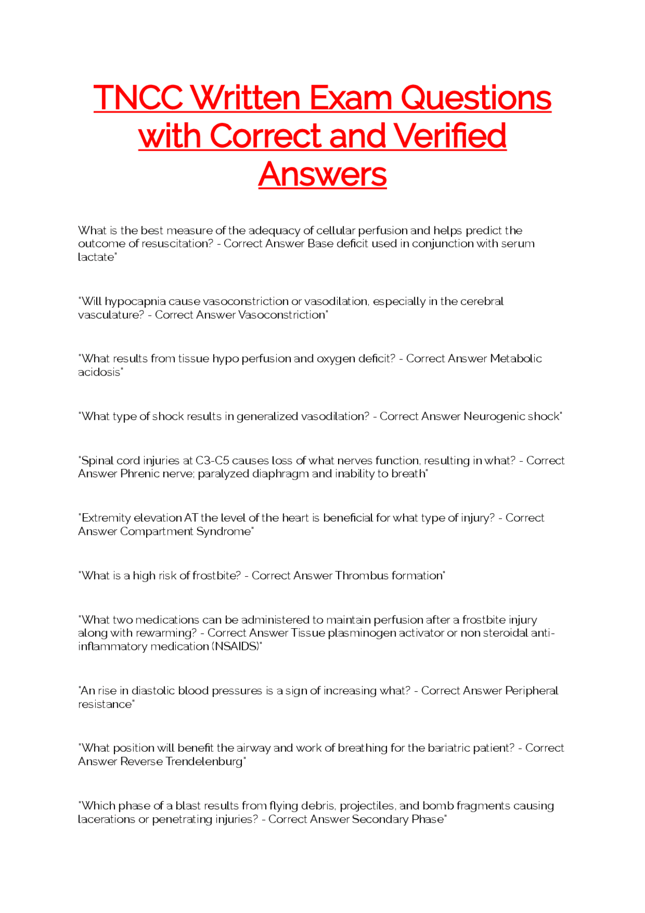 TNCC Written Exam Questions and Answers: A Comprehensive Guide to ...