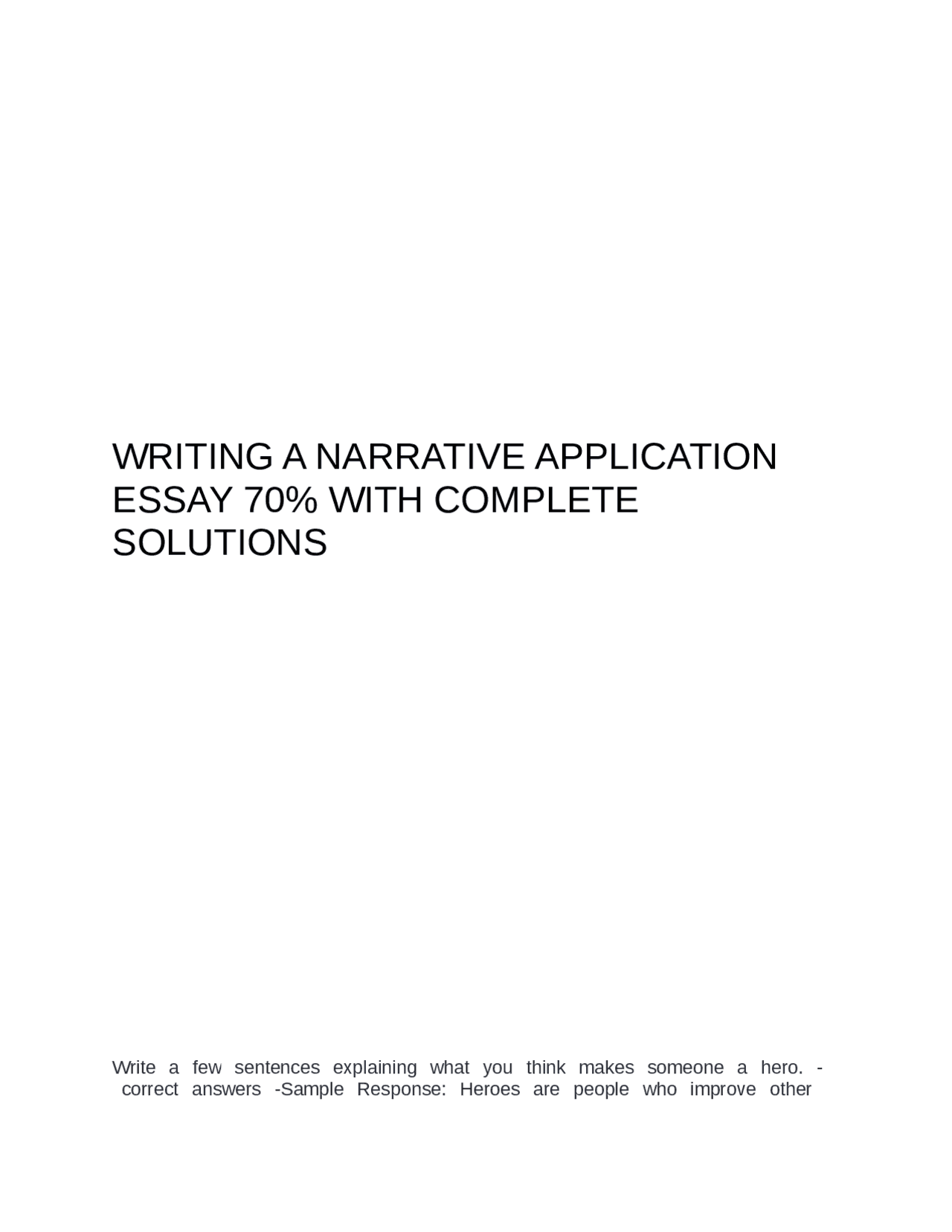 Writing a Narrative Application Essay: A Guide with Exercises and ...