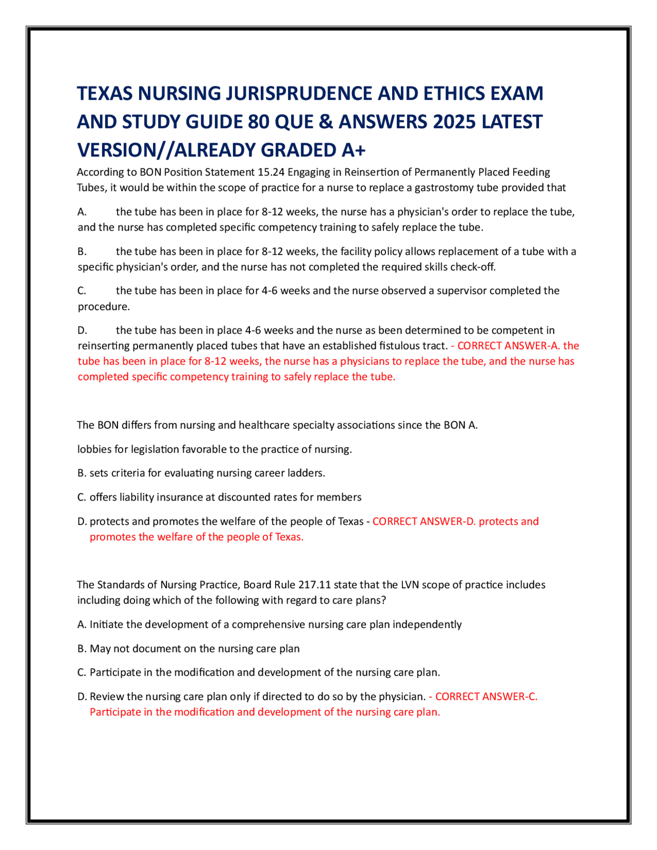 Texas Nursing Jurisprudence and Ethics Exam Study Guide: 80 Questions ...