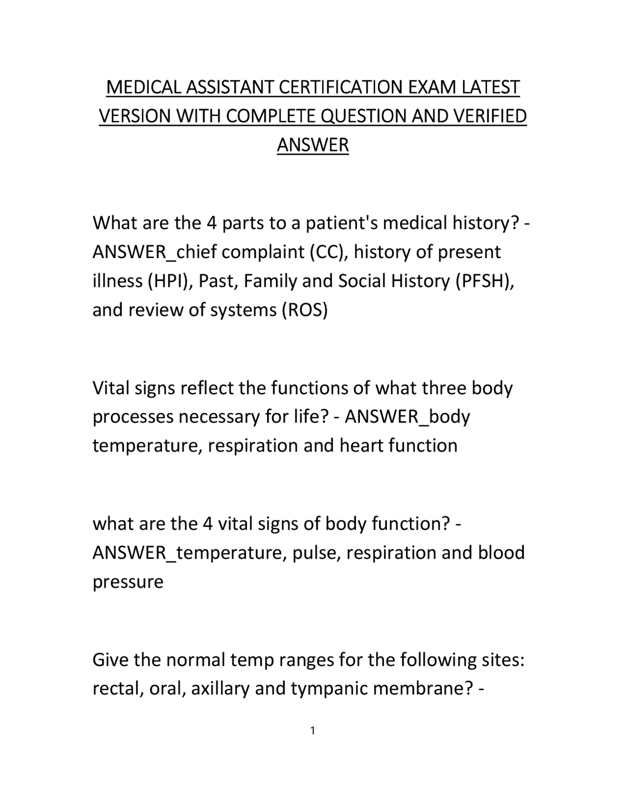 Medical Assistant Certification Exam: Questions and Answers | Exams ...