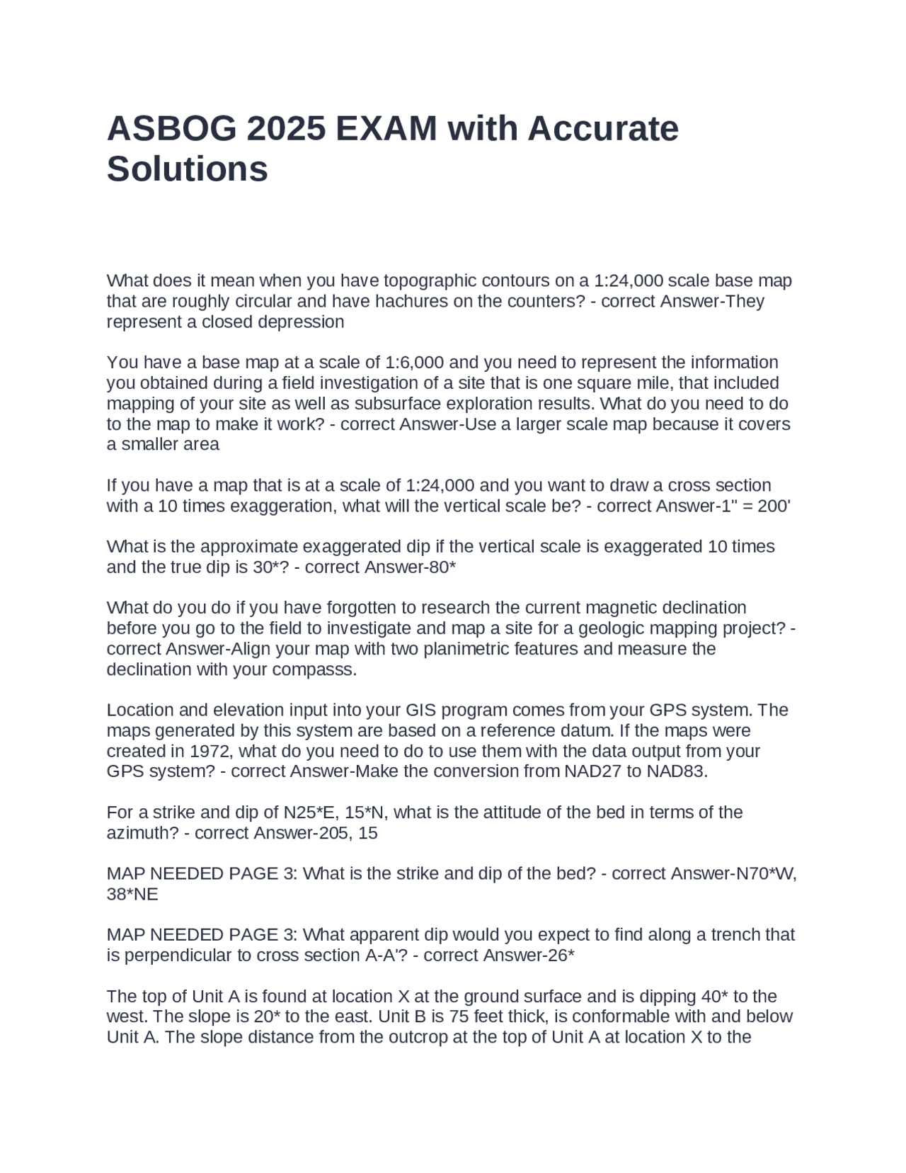 ASBOG 2025 EXAM with Accurate Solutions | Graded A | Revised | Exams ...