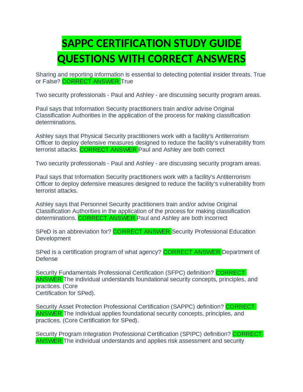 SAPPC Certification Study Guide: Questions and Answers | Exams Computer ...