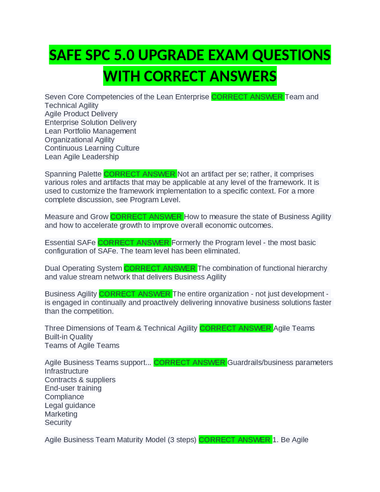 SAFe 5.0 Upgrade Exam Questions and Answers | Exams Advanced Education ...