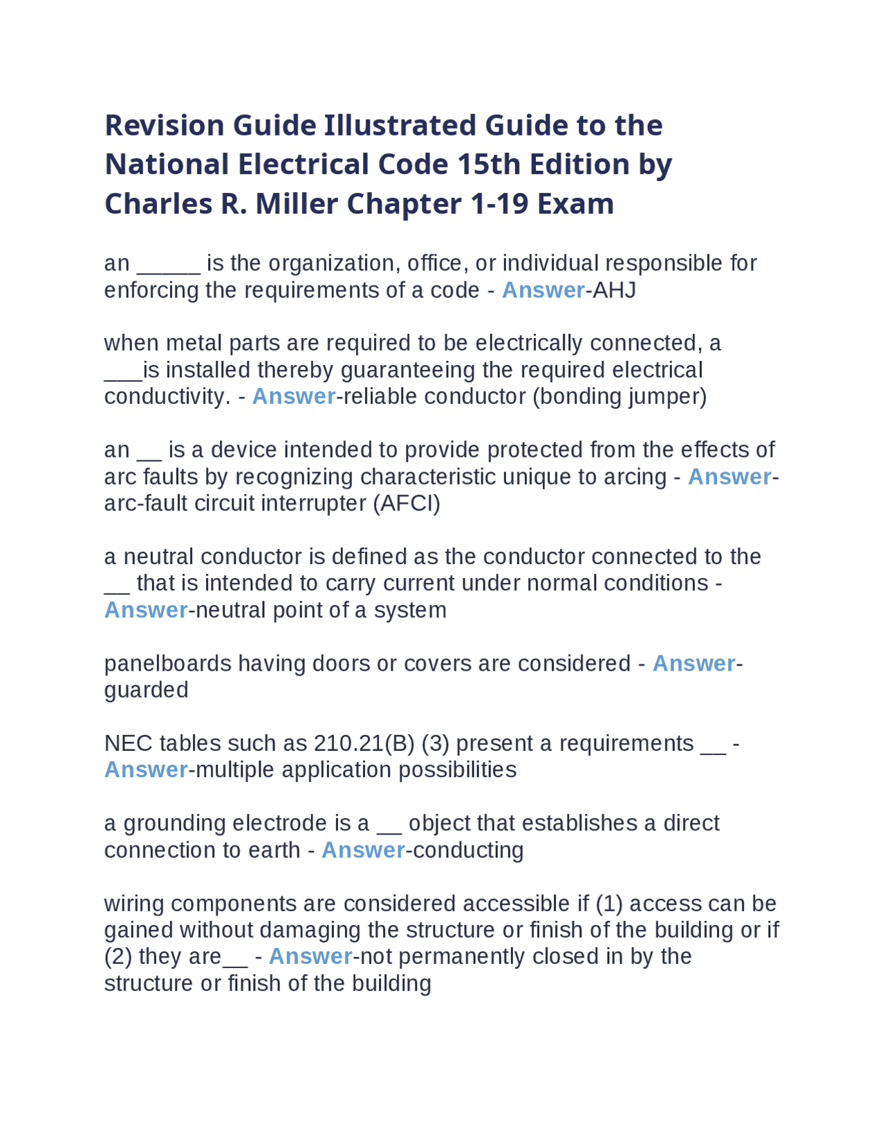 National Electrical Code (NEC) Revision Guide: Chapter 1-19 Exam ...
