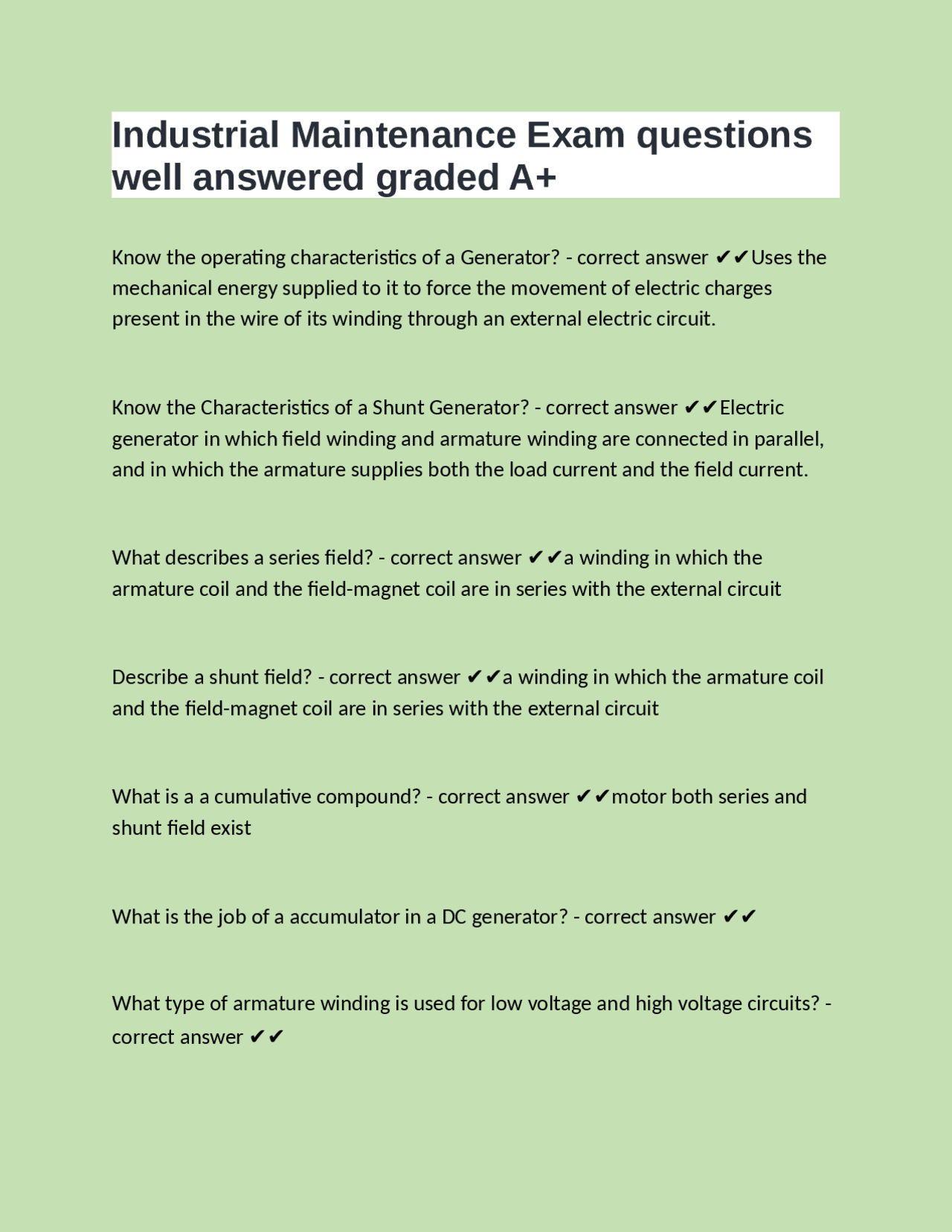 Industrial Maintenance Exam questions well answered graded A+-3.docx ...