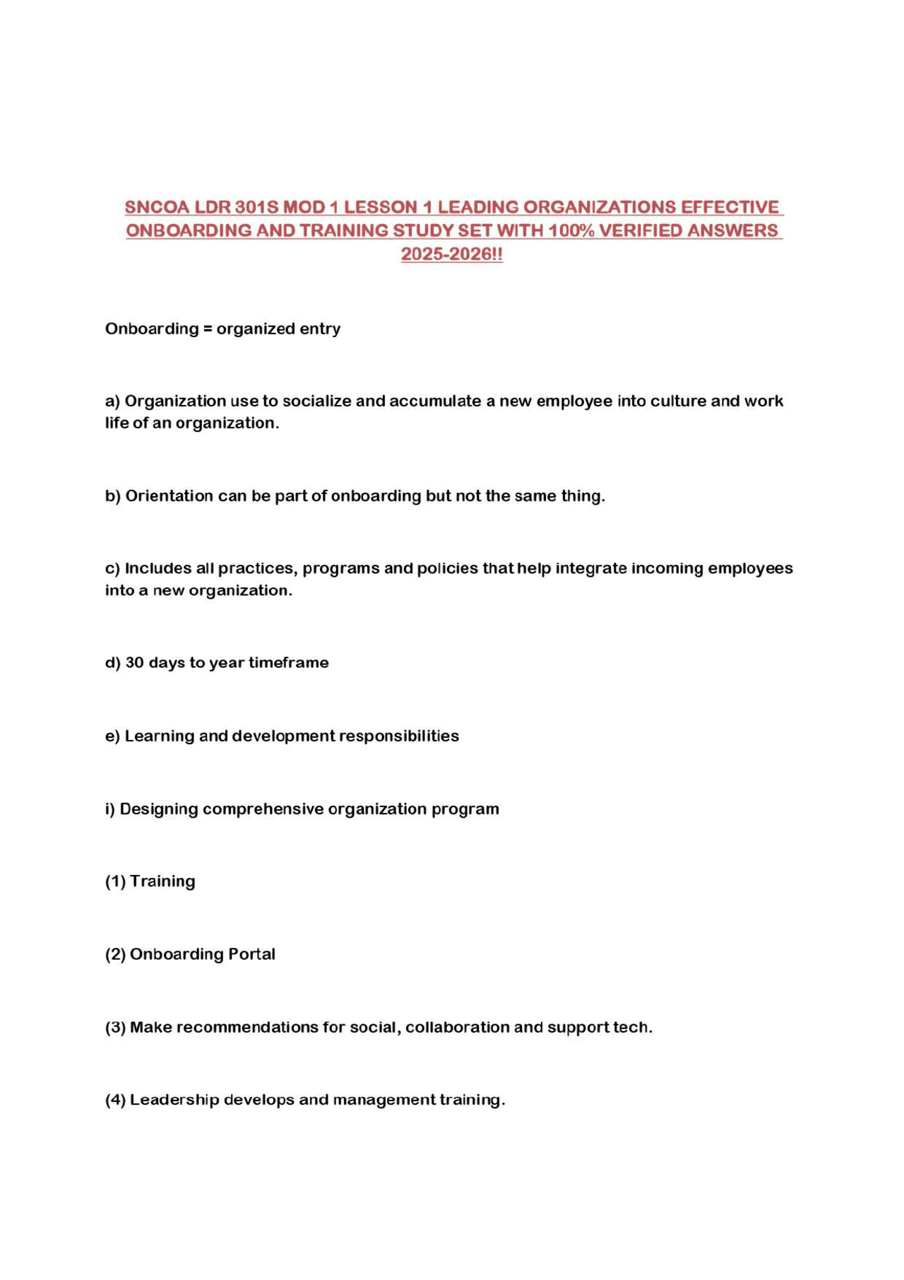 SNCOA LDR 301S MOD 1 LESSON 1 LEADING ORGANIZATIONS EFFECTIVE ...