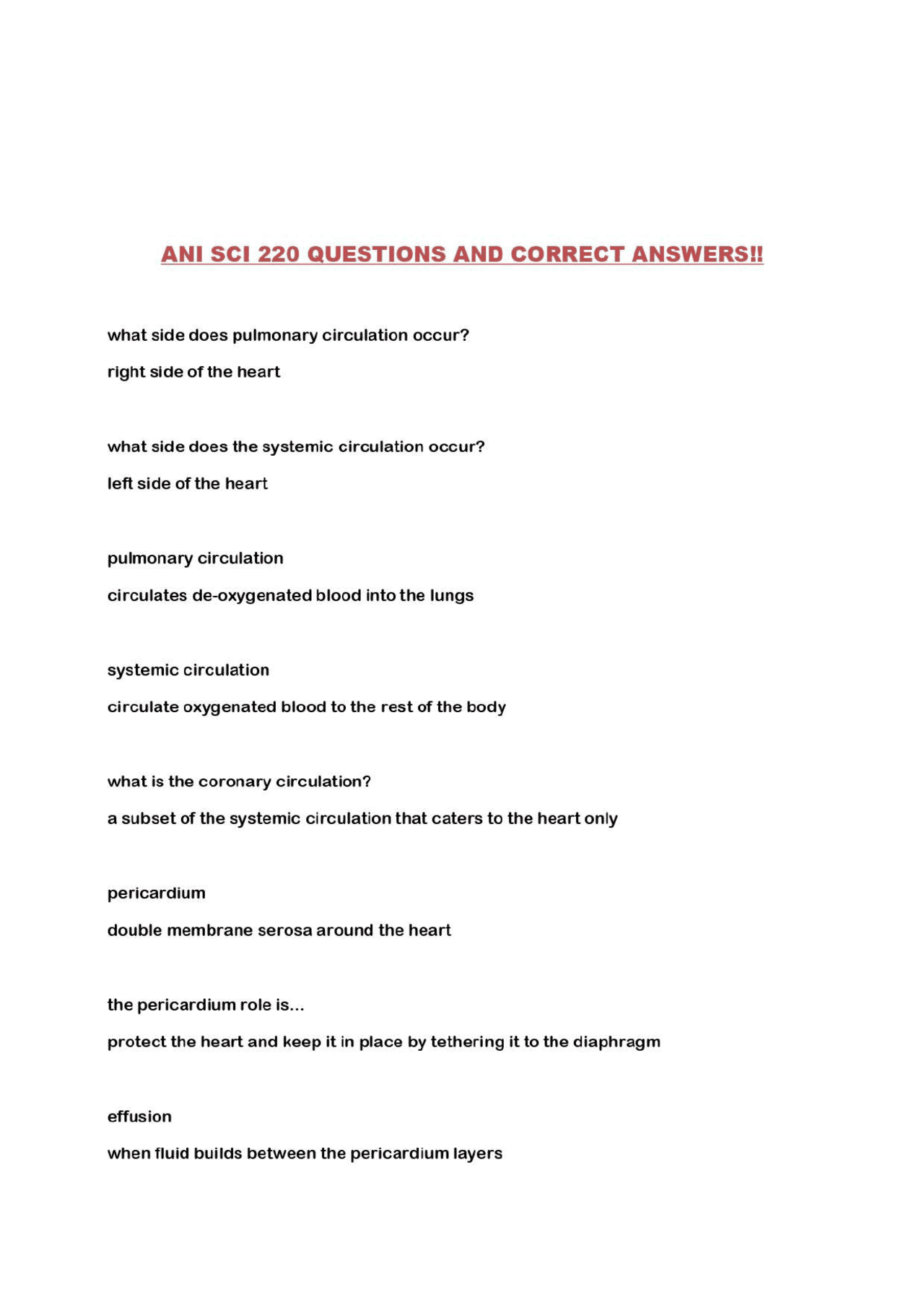 ANI SCI 220 QUESTIONS AND CORRECT ANSWERS!! | Exams Health sciences ...