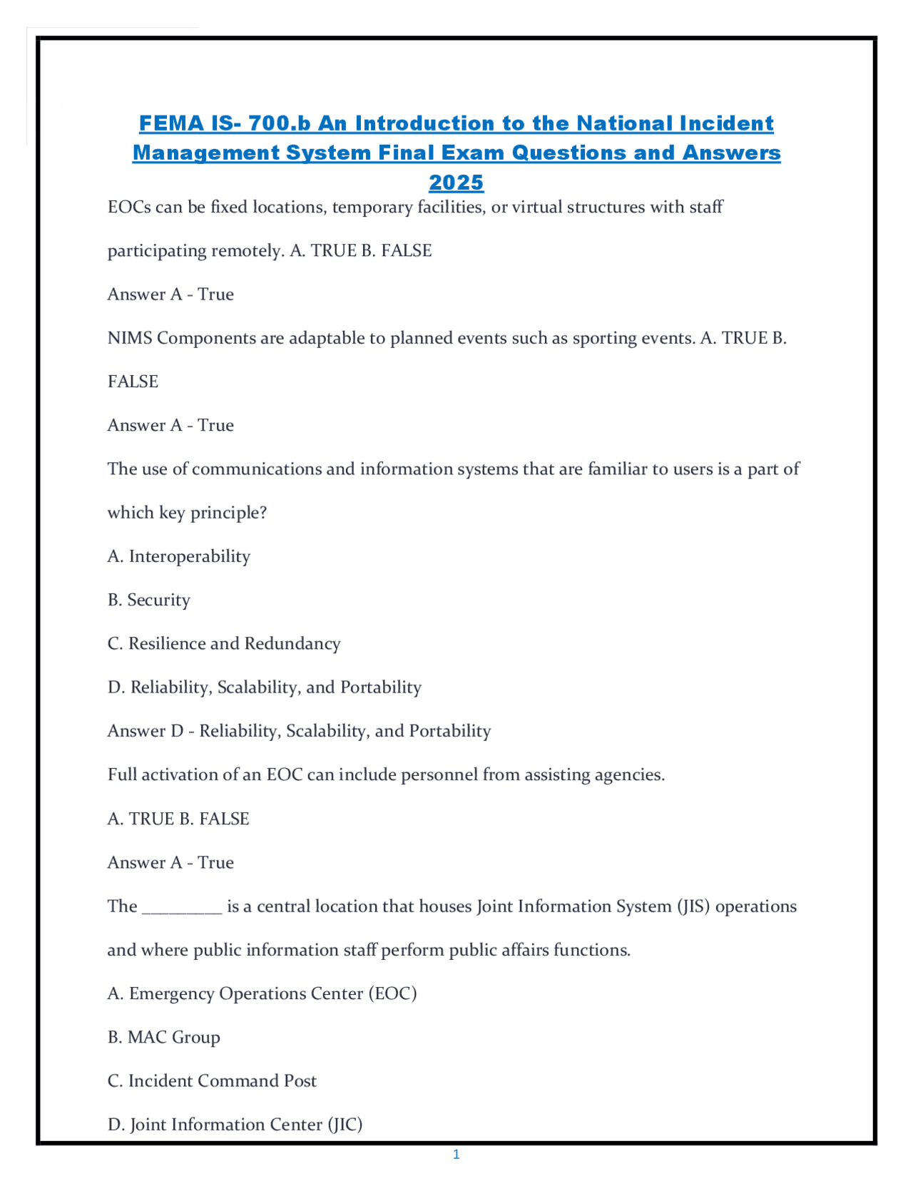 FEMA IS-700.b: An Introduction to the National Incident Management ...