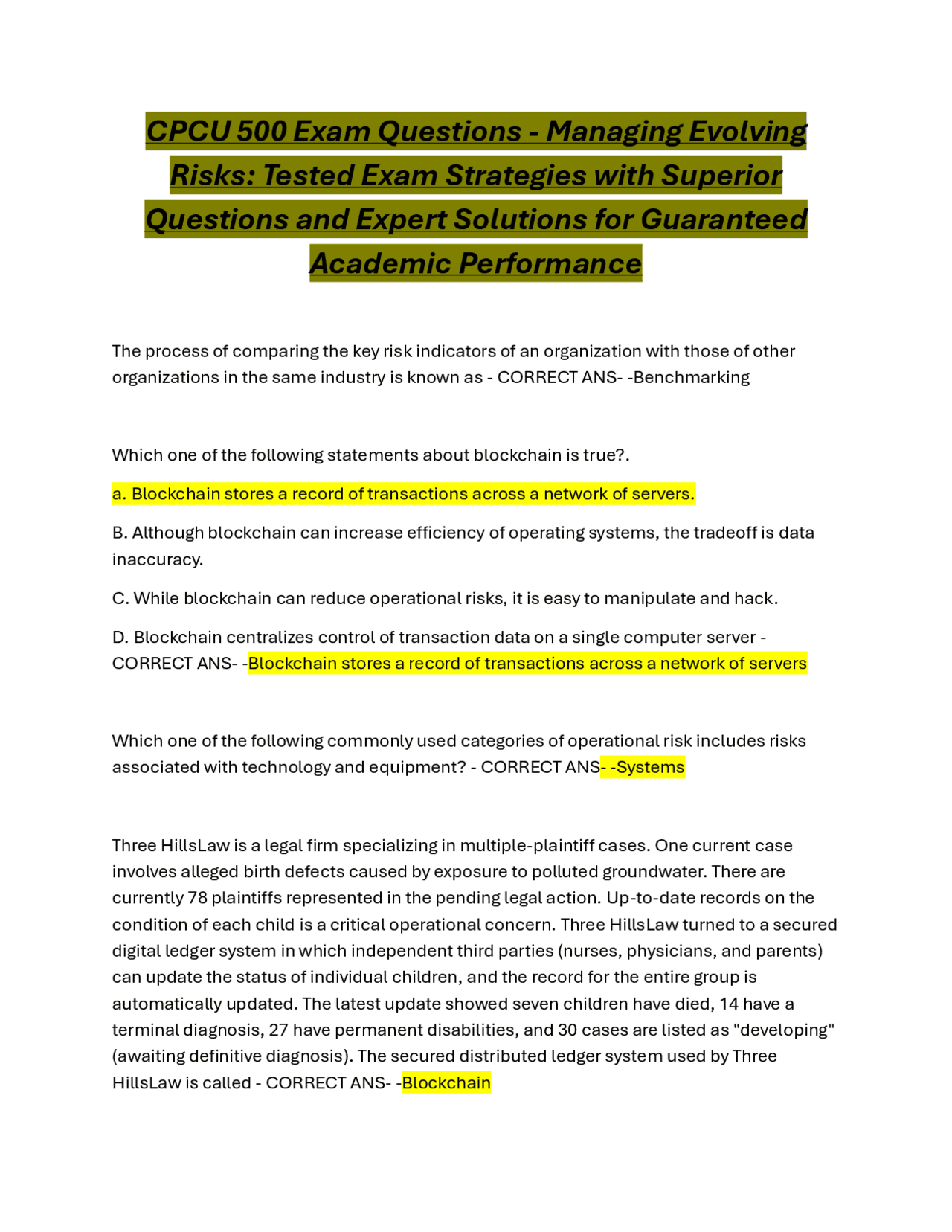 CPCU 500 Exam: Managing Evolving Risks - Tested Strategies & Solutions ...