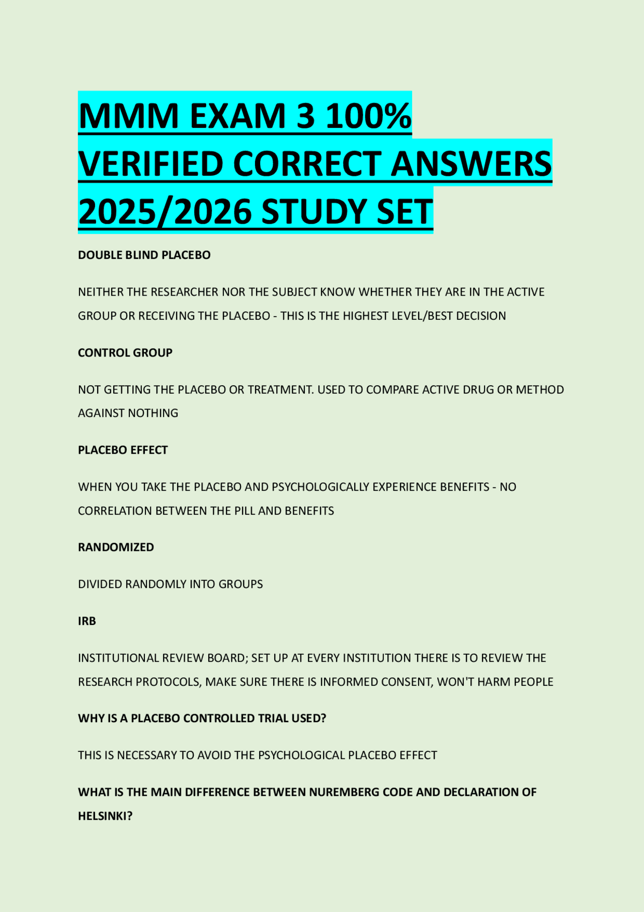 MMM EXAM 3 100% VERIFIED CORRECT ANSWERS 2025/2026 STUDY SET | Exams ...