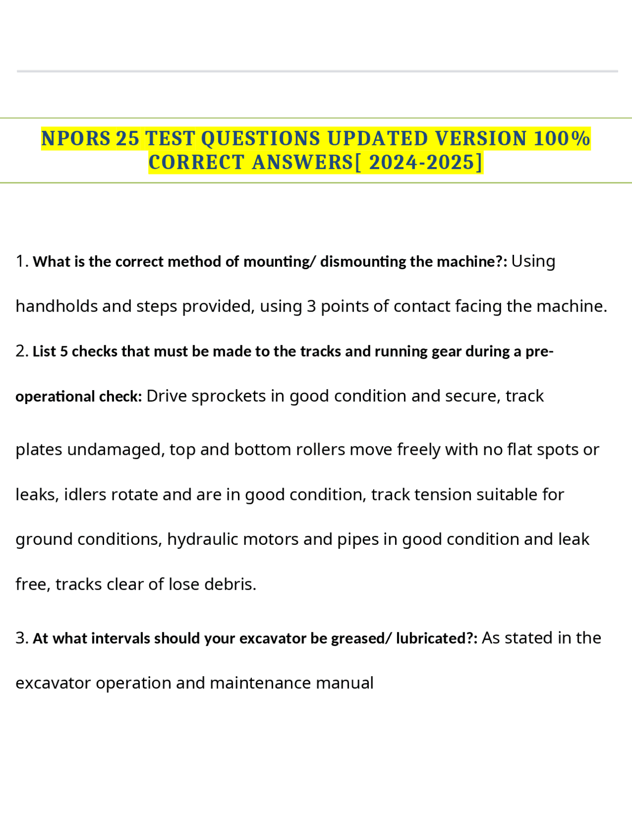 NPORS 25 TEST QUESTIONS UPDATED VERSION 100% CORRECT ANSWERS[ 2024-2025 ...