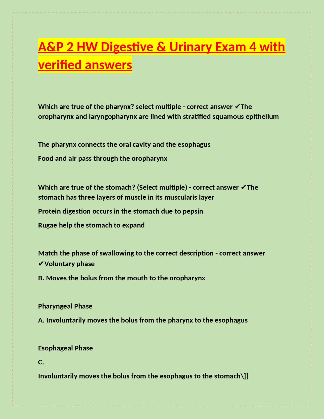 Digestive and Urinary Systems: Anatomy and Physiology Exam Review ...