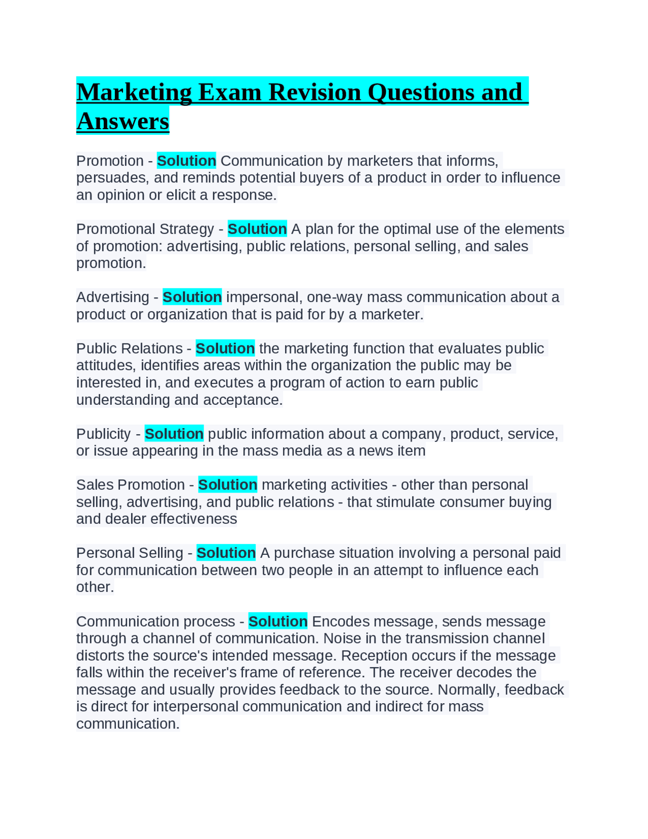 Marketing Exam Revision Questions and Answers: A Comprehensive Guide to ...