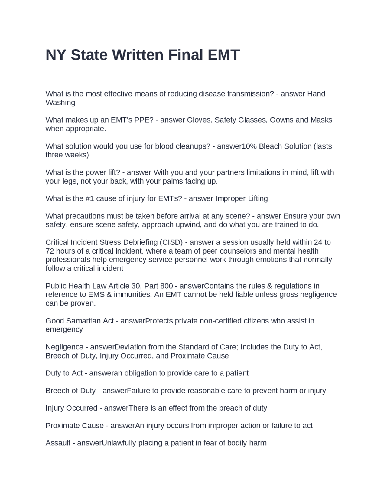 NY State Written Final EMT: Essential Concepts and Practice Questions ...