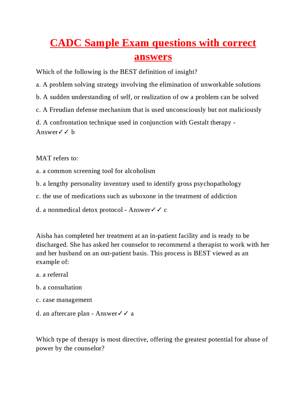 CADC Exam Prep: Questions & Answers for Substance Abuse Counseling ...