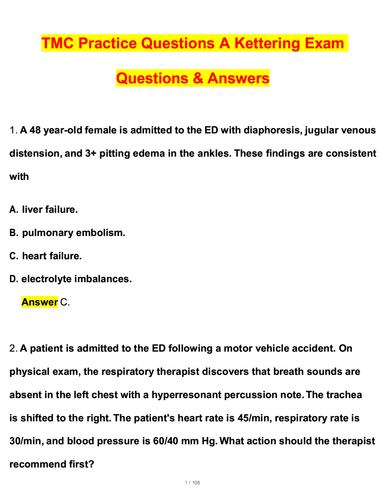 TMC Practice Questions A Kettering Exam 2025/2026 Questions & Answers ...
