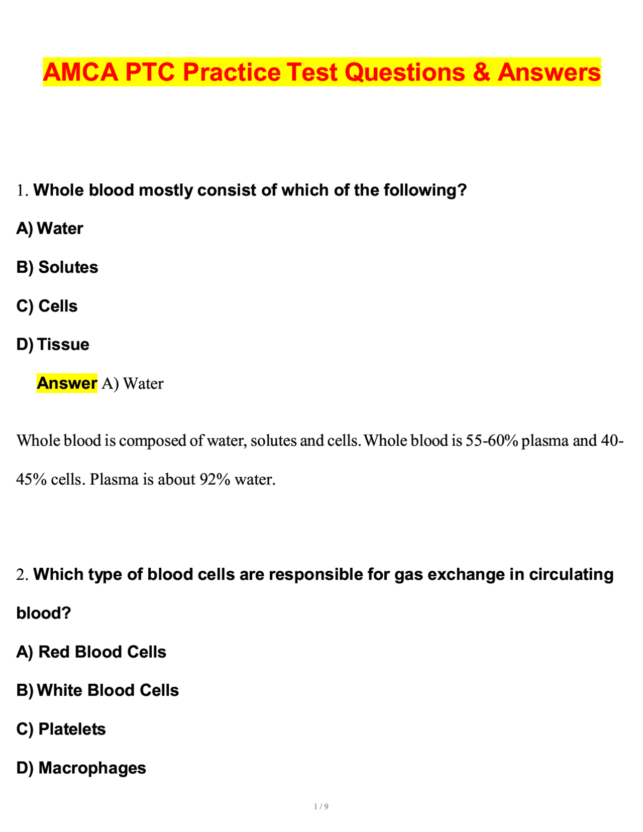 AMCA PTC Practice Test (2025-2026) Questions & Verified Answers Already ...