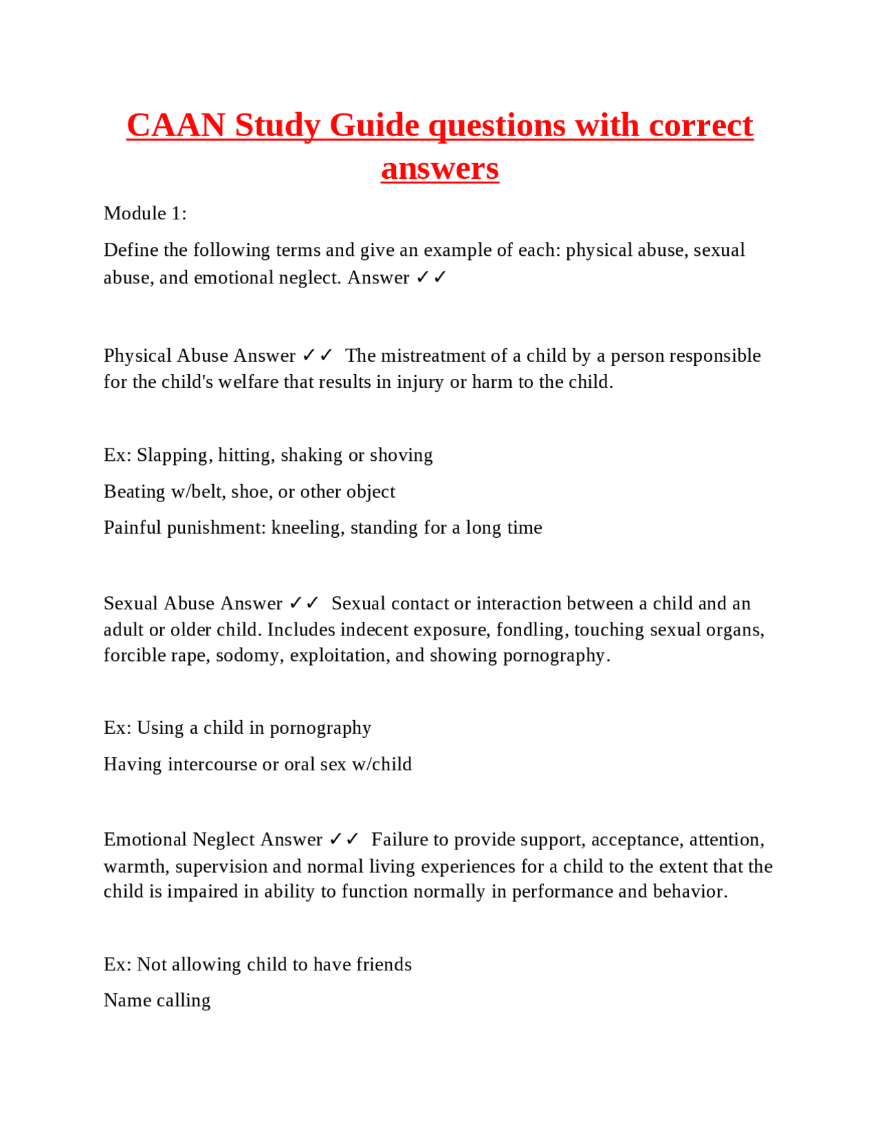 CAAN Study Guide: Child Abuse and Neglect in Florida | Exams Nursing ...