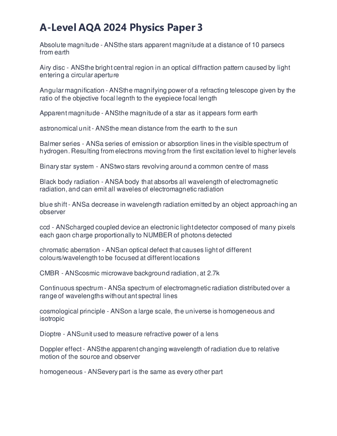 A-Level AQA 2024 Physics Paper 3.pdf | Exams Nursing | Docsity