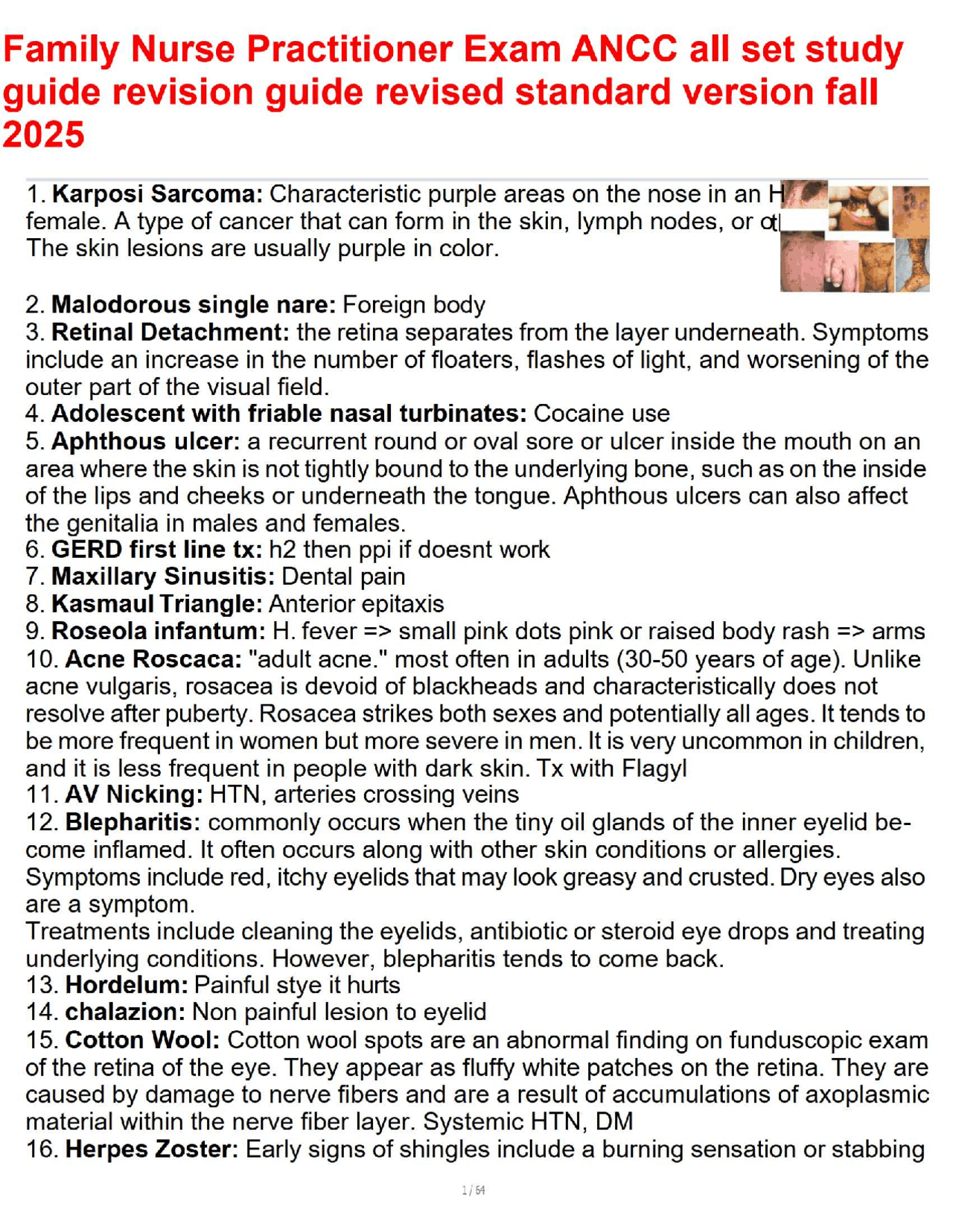 Family Nurse Practitioner Exam ANCC all set study guide revision guide ...