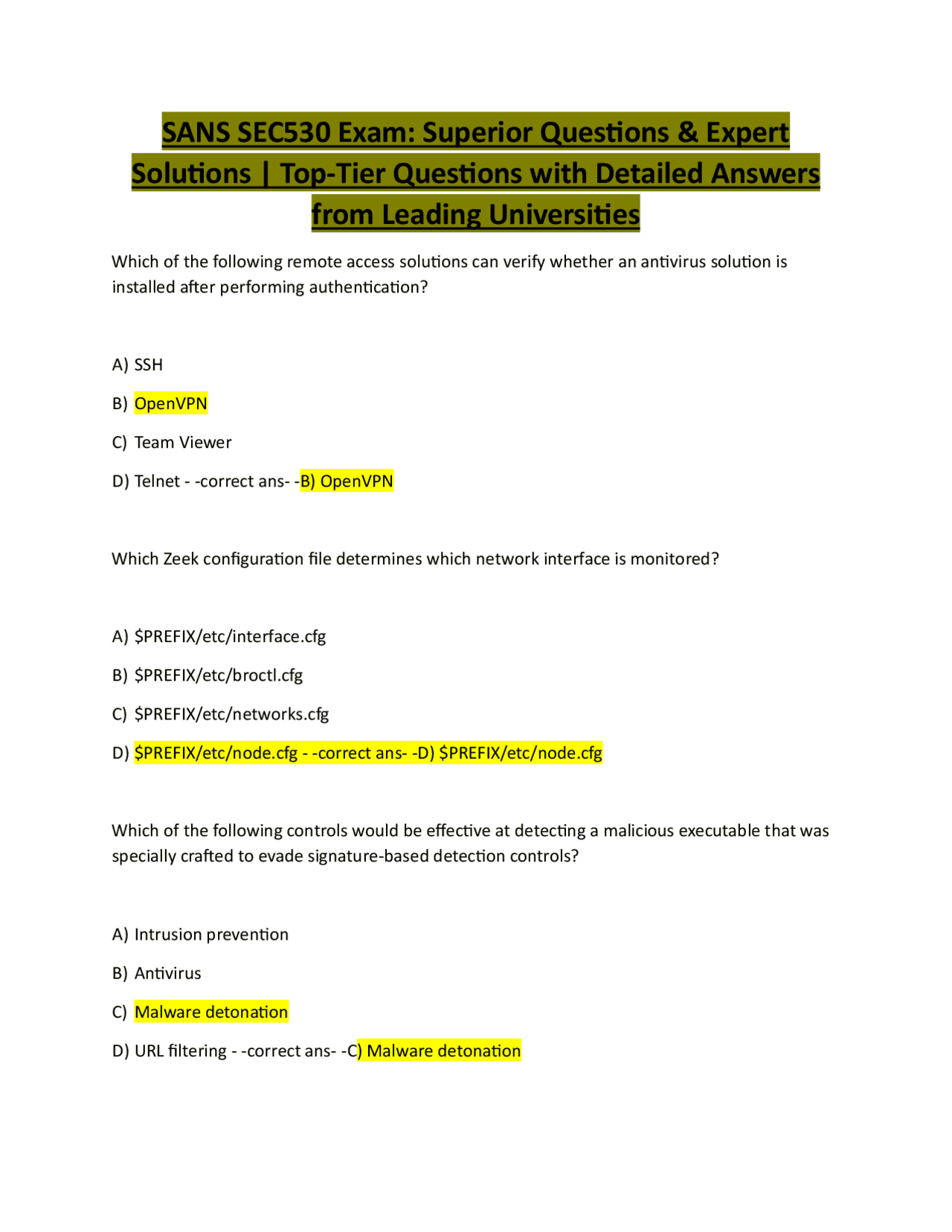 SANS SEC530 Exam: Superior Questions & Expert Solutions | Top-Tier ...