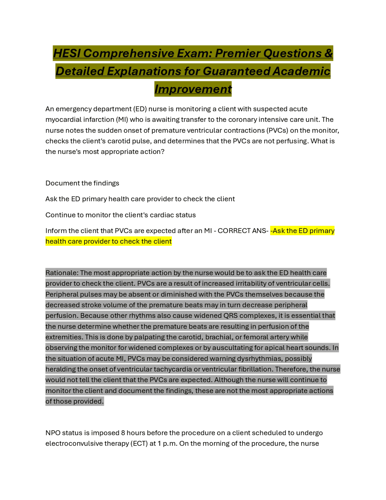 H.E.S.I Comprehensive Exam: Premier Questions & Detailed Explanations ...