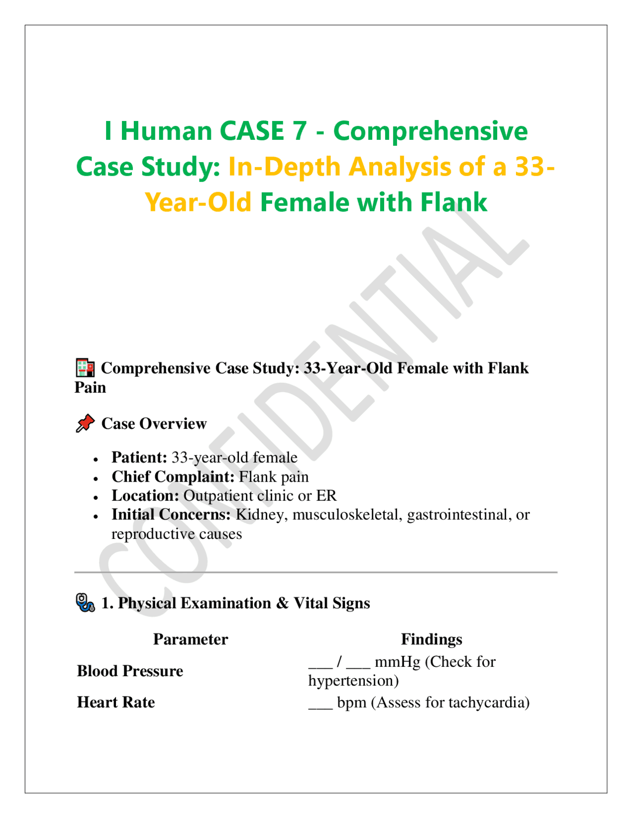 Flank Pain in a 33-Year-Old Female: Diagnosis, Treatment, and Management | Exams Integrated Case ...