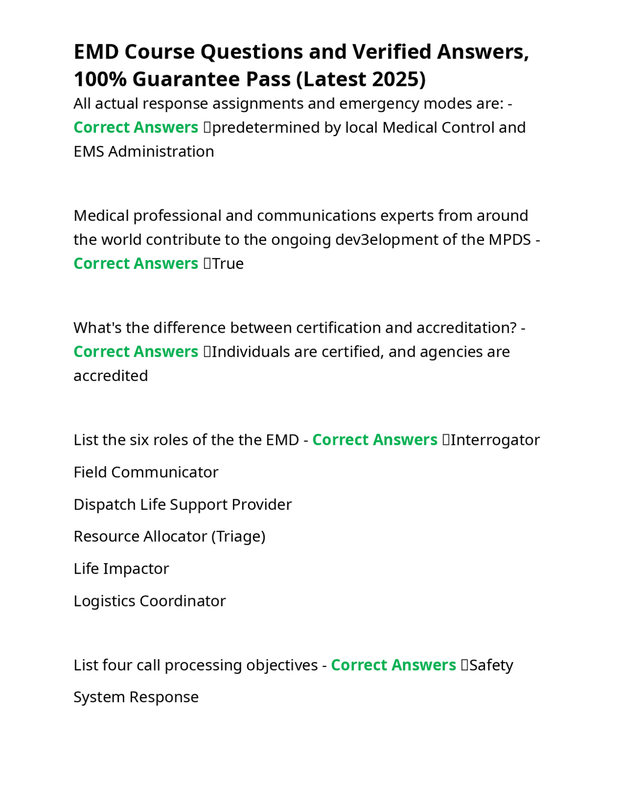 EMD Course Questions & Answers: Emergency Medical Dispatch Guide ...