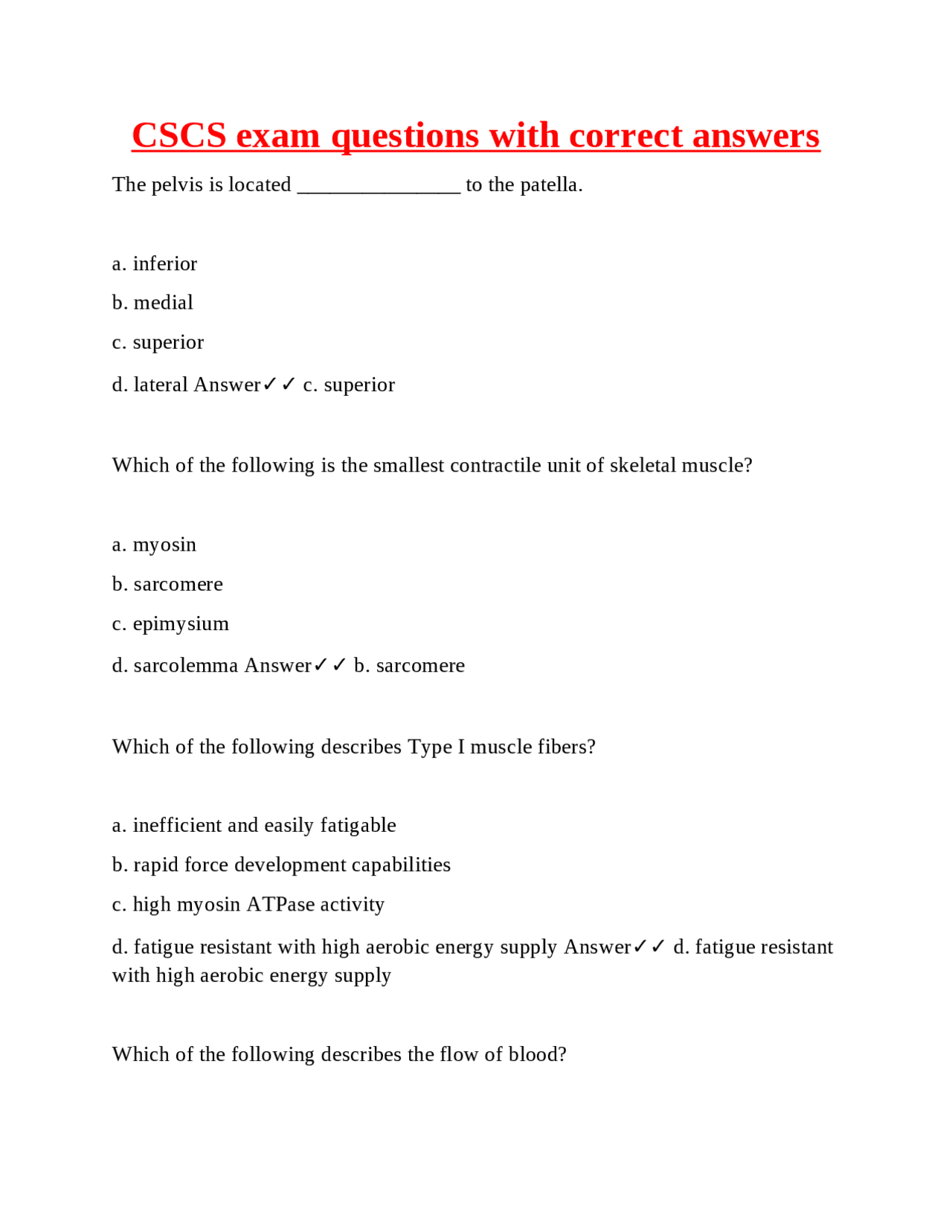 CSCS Exam Questions and Answers: Anatomy, Physiology, and Exercise ...