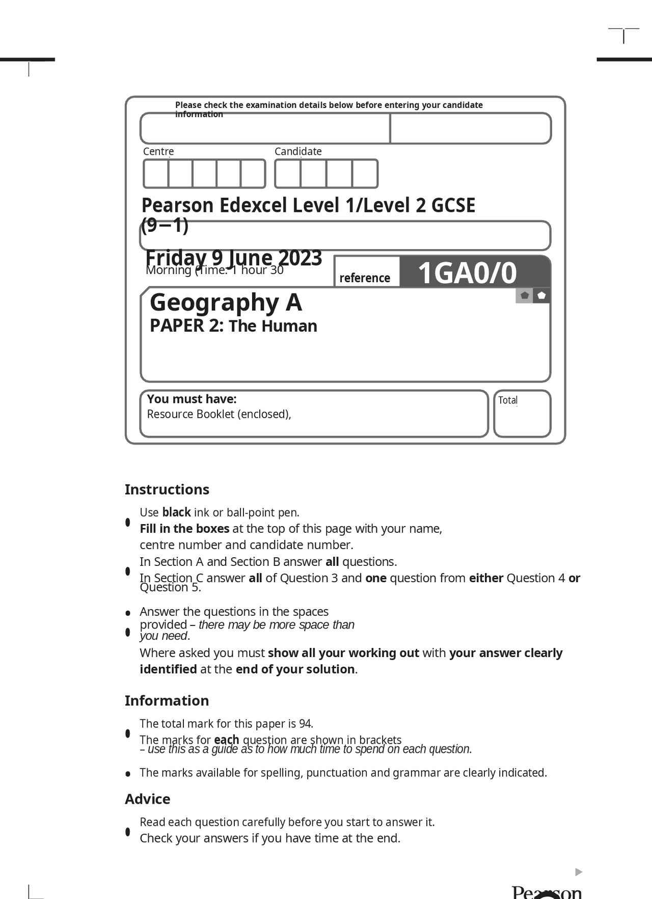 GCSE GEOGRAPHY PAPER 2 EXAM QUESTIONS FOR REVISION WELL UPDATED AND ...
