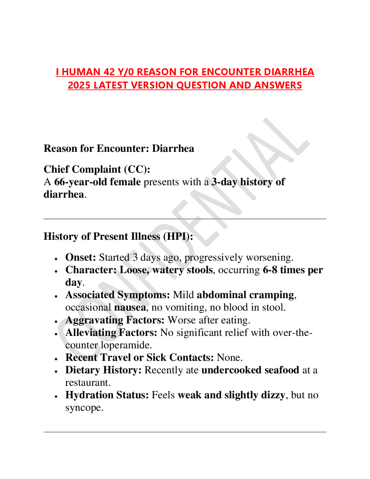SOAP Note Format: Case Study of a 66-Year-Old Female with Diarrhea ...