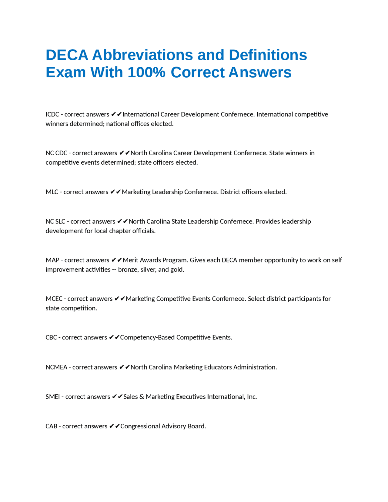 DECA Abbreviations and Definitions: A Guide for Students | Exams ...