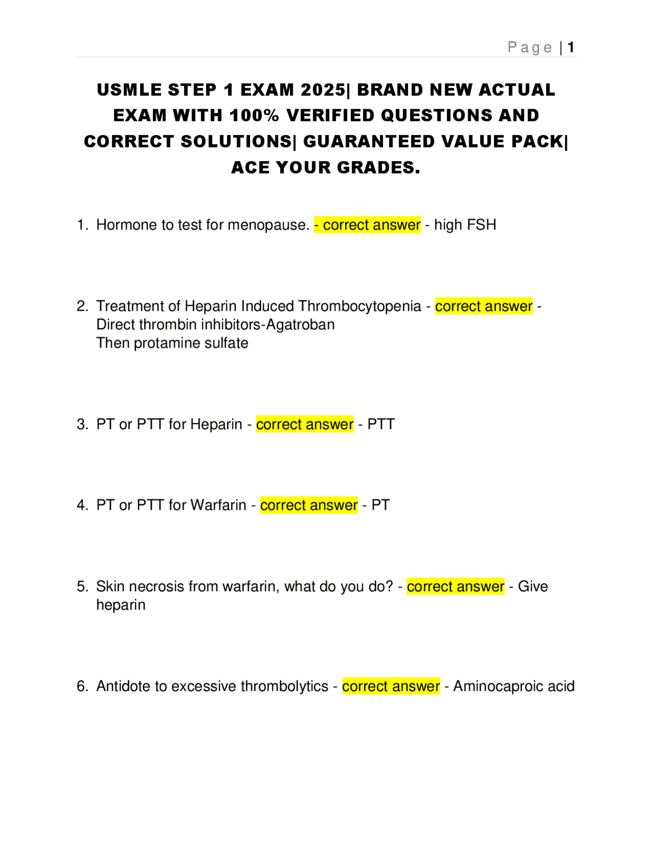 USMLE STEP 1 EXAM 2025| BRAND NEW ACTUAL EXAM WITH 100% VERIFIED ...