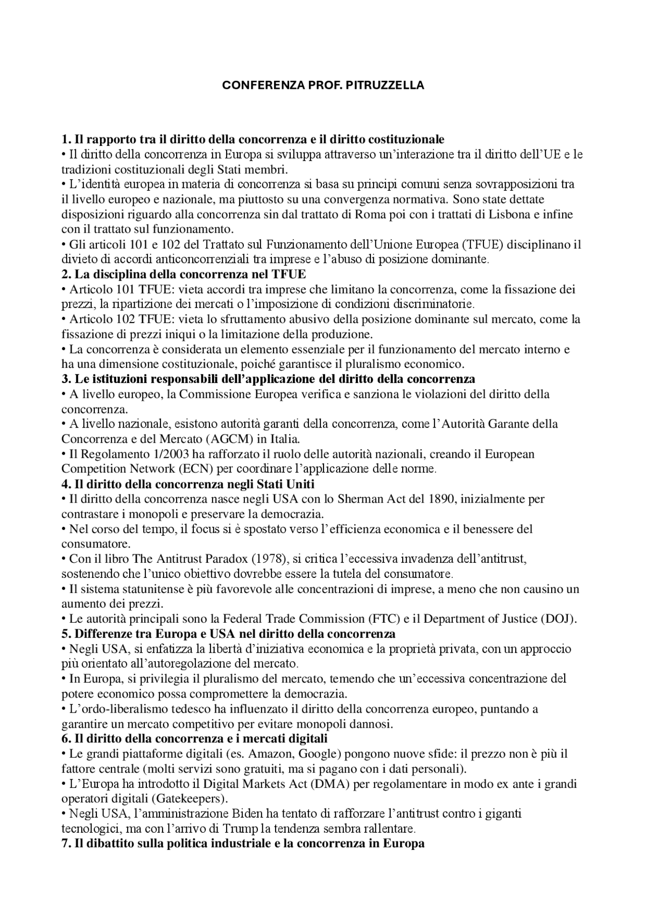 Diritto della Concorrenza: Un Confronto tra Europa e Stati Uniti | Appunti di Diritto Dell ...
