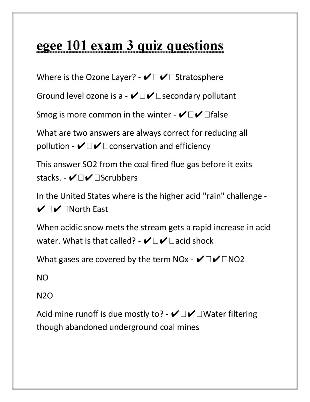 Environmental Science Quiz: Ozone, Pollution, Climate Change ...