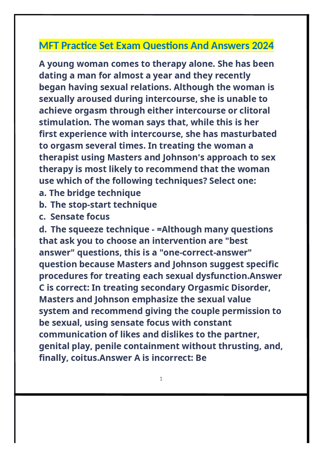 MFT Practice Exam Questions & Answers 2024: Comprehensive Guide | Exams ...