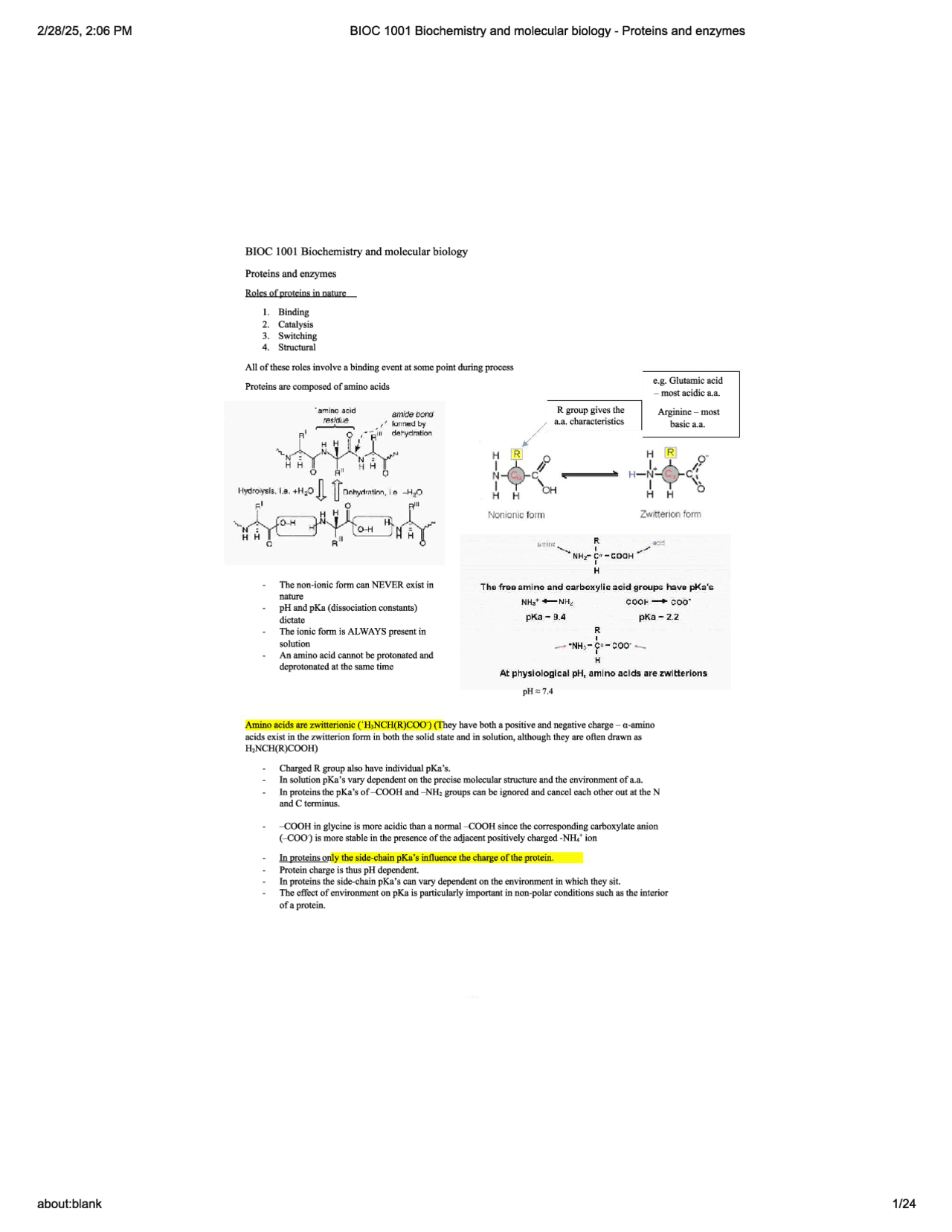 Biochemistry and molecular biology - Proteins and enzyme | Study notes ...