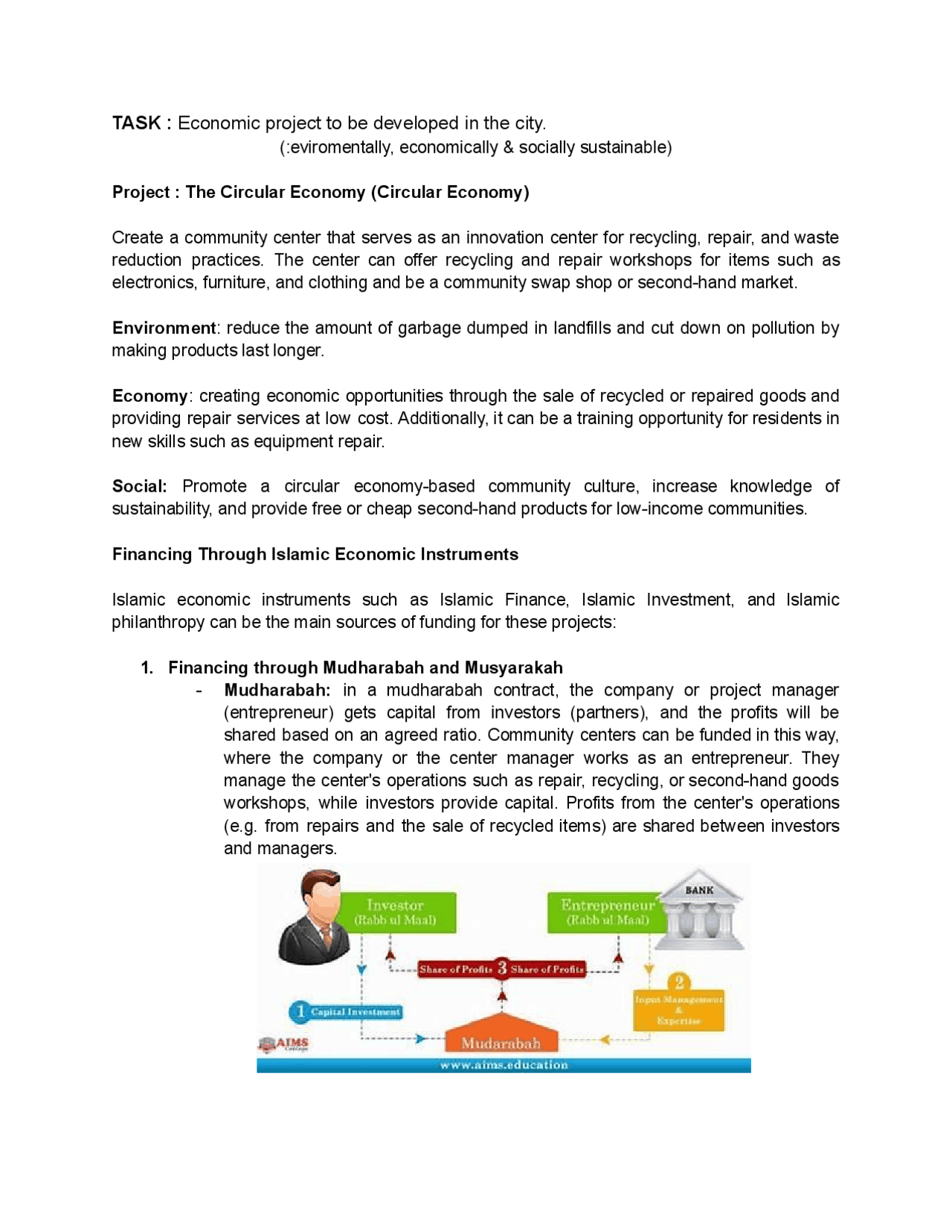 Economic project to be developed in the city. | Assignments Economics ...