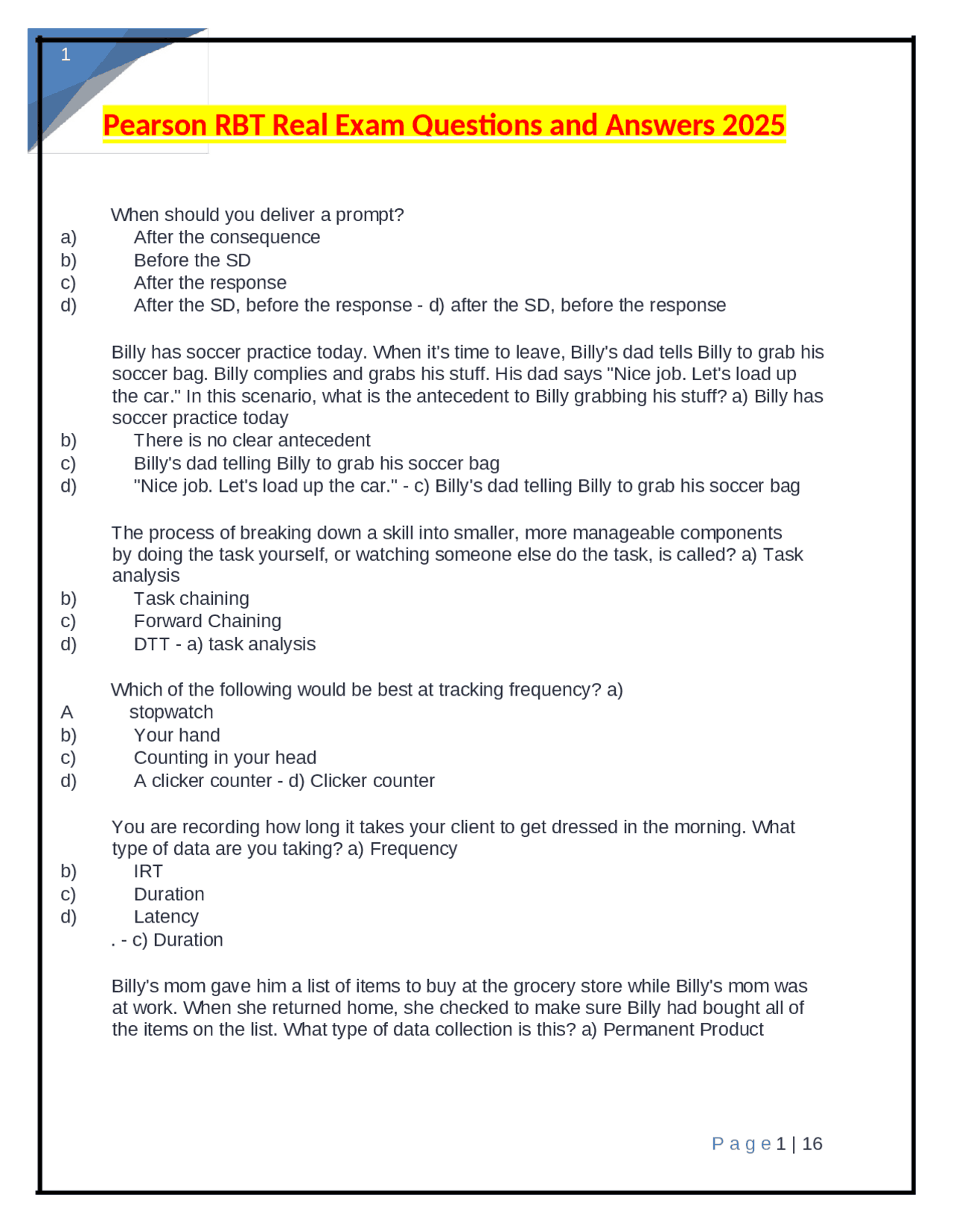 Pearson RBT Exam Questions & Answers 2025: Comprehensive Guide | Exams ...
