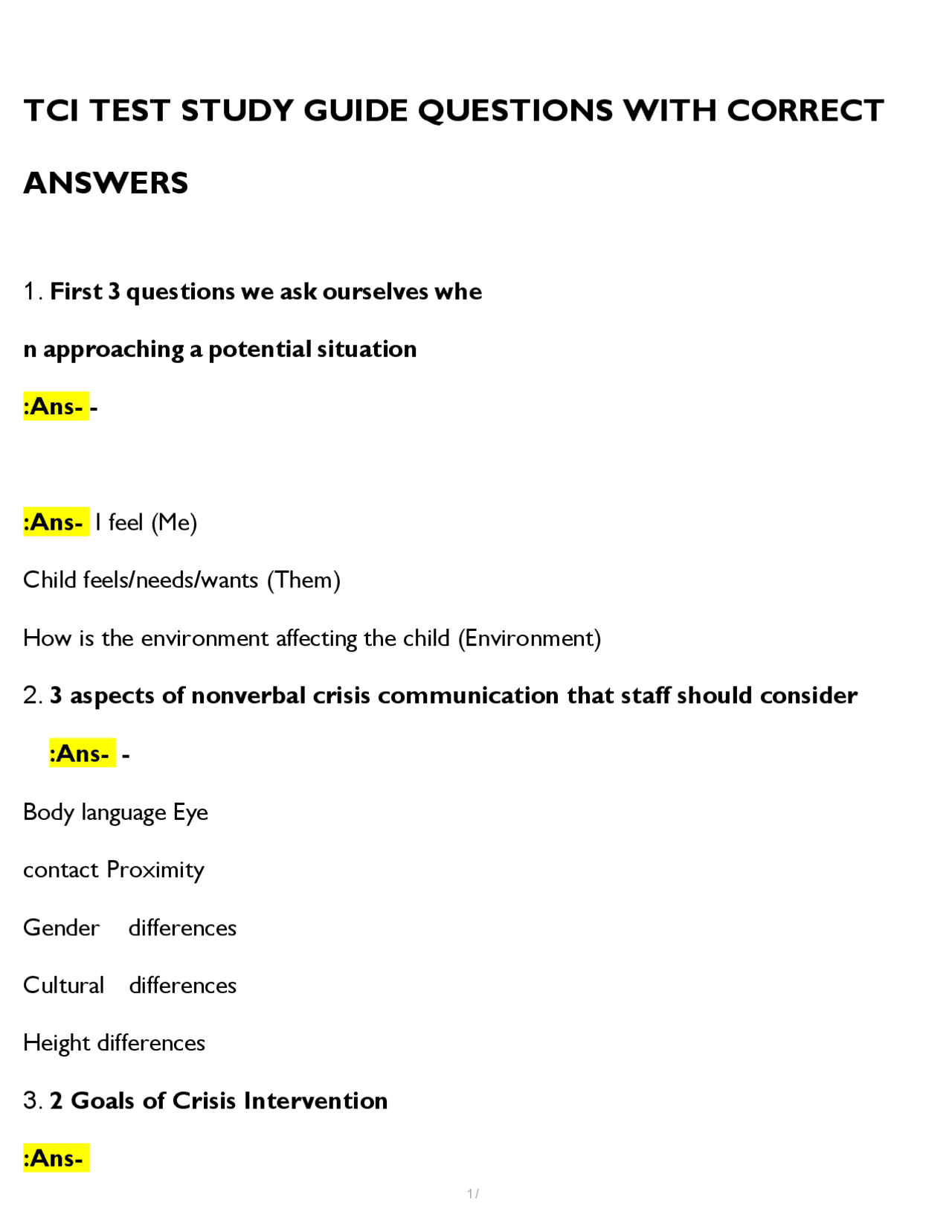 TCI TEST STUDY GUIDE QUESTIONS WITH CORRECT ANSWERS, Exams of Military ...