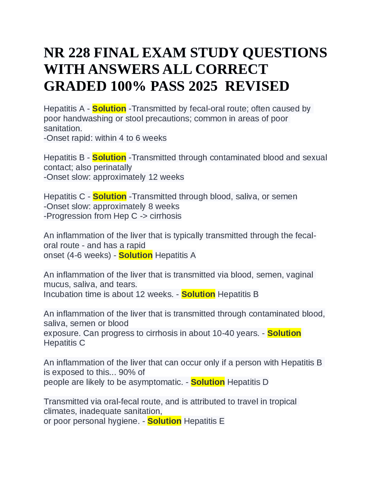 NR 228 FINAL EXAM STUDY QUESTIONS WITH ANSWERS ALL CORRECT GRADED 100% PASS 2025 REVISED | Exams ...