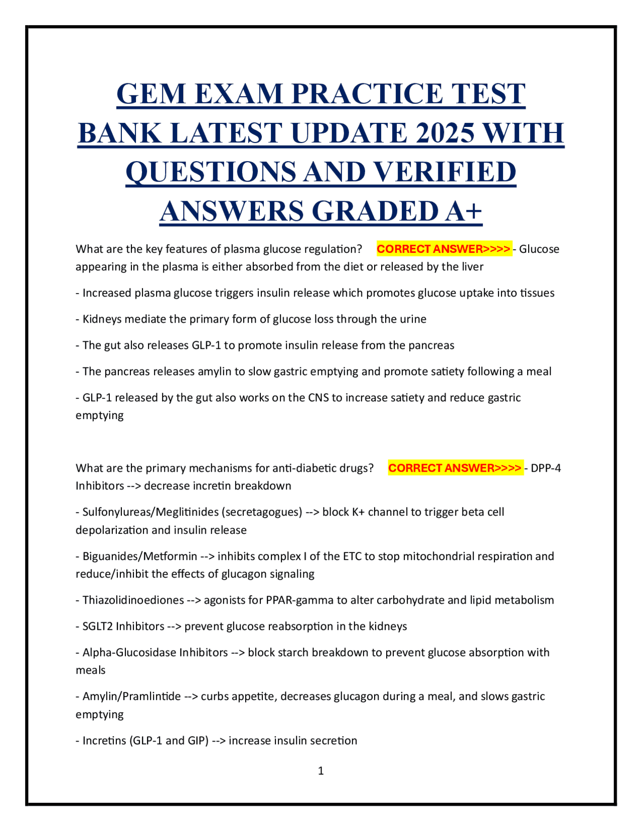 GEM EXAM PRACTICE TEST BANK LATEST UPDATE 2025 WITH QUESTIONS AND ...