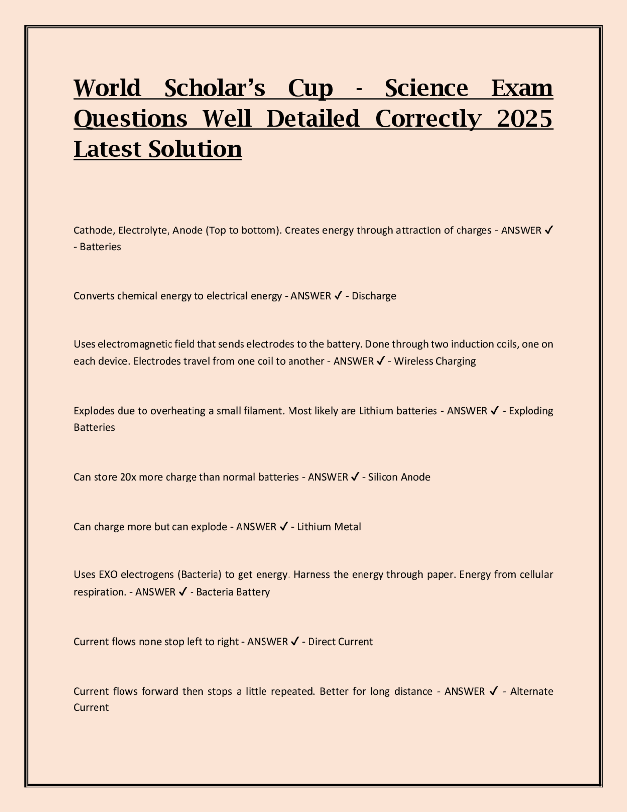 World Scholar’s Cup - Science Exam Questions Well Detailed Correctly ...