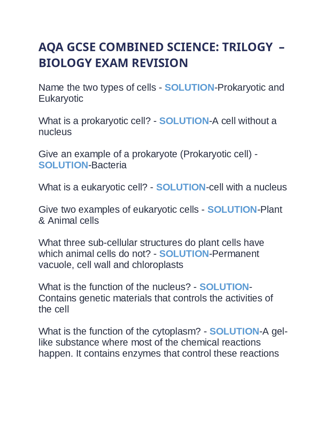 AQA GCSE Combined Science: Trilogy - Biology Exam Revision | Exams ...