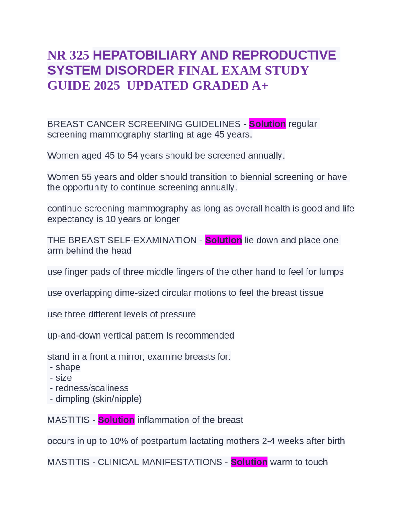 Hepatobiliary and Reproductive System Disorders: Final Exam Study Guide ...