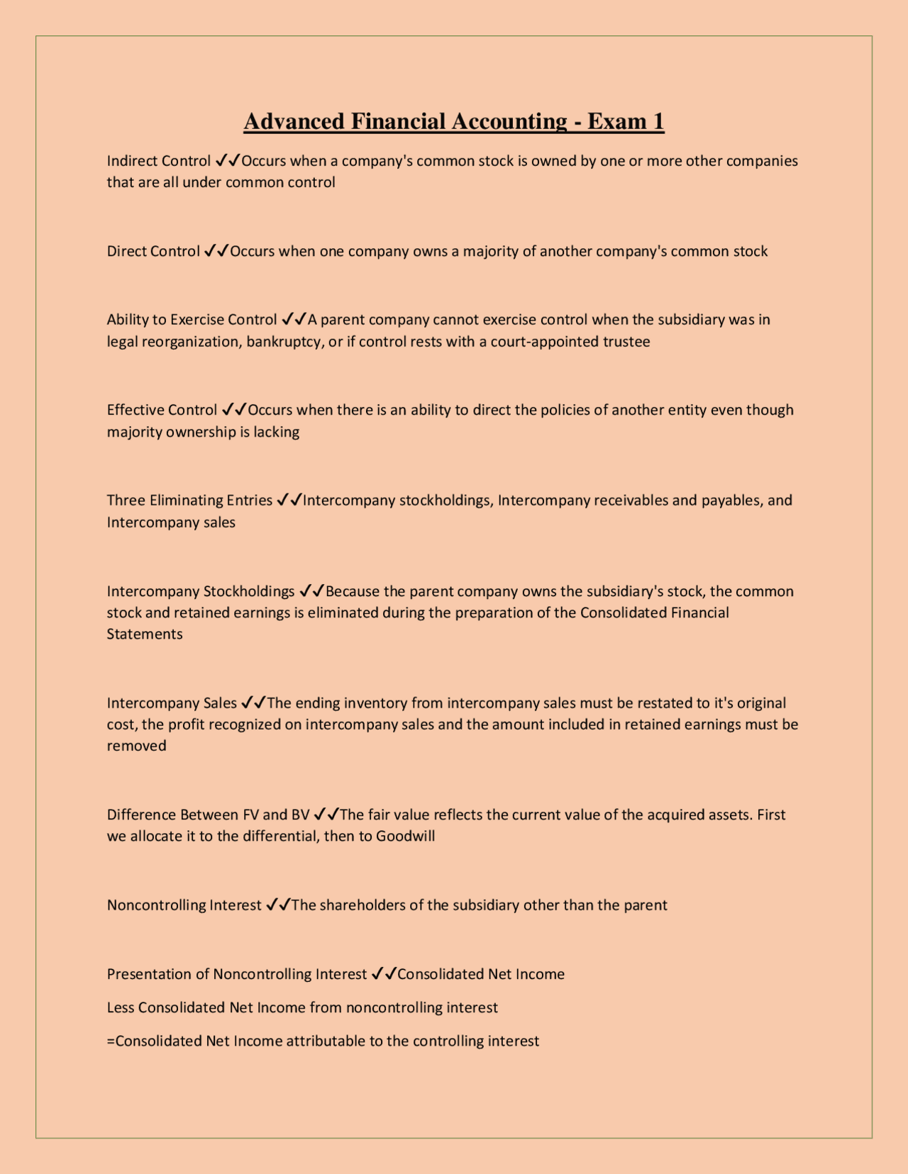 Advanced Financial Accounting - Exam 1 | Exams Finance | Docsity