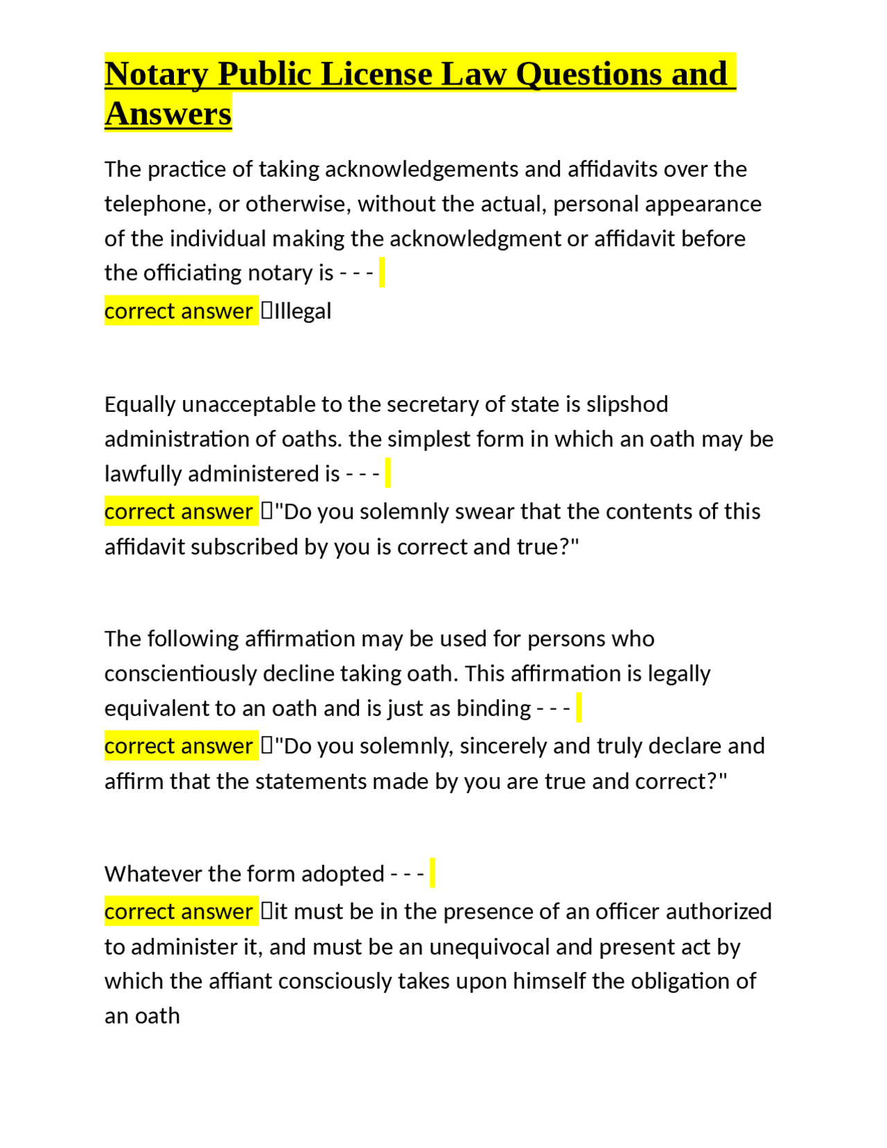 Notary Public License Law Questions and Answers: A Comprehensive Guide ...